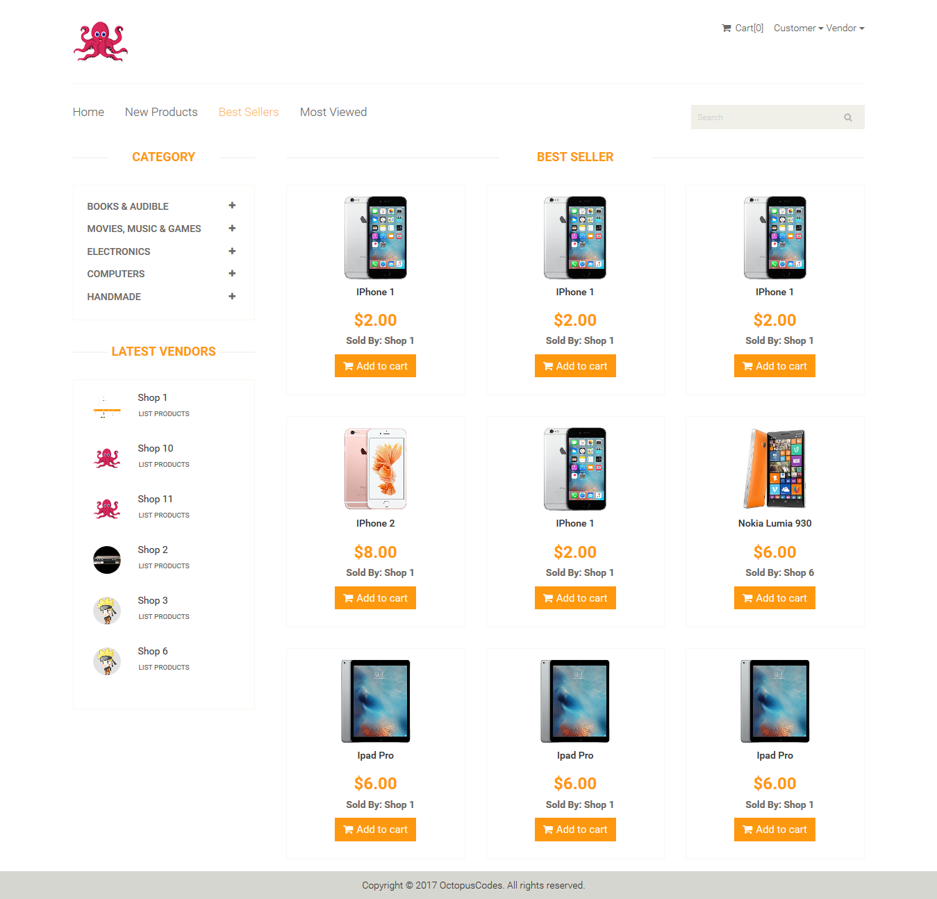 Octopuscodes Ecommerce Multi Vendor Shopping Cart By Octopuscodes